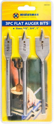 Buy 3pc Flat Wood Spade Drill Bit Hole Cutter Set Hole Saw Auger Bits ...