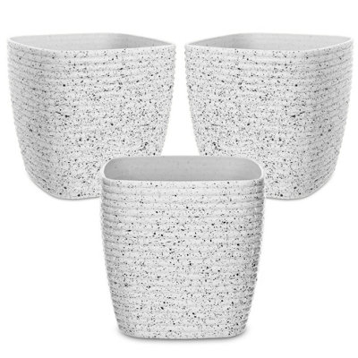 3Pc Flower Plant Pots with Embossed Design