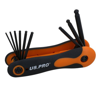 3pc Folding Ball Ended Allen Hex Star Torx Key Set Metric + Imperial 27 ...