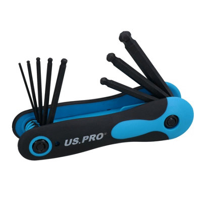 3pc Folding Ball Ended Allen Hex Star Torx Key Set Metric + Imperial 27 ...