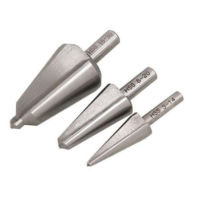 3pc HSS Cone Cutter Taper Drill Set. 3-14mm, 8-20mm, 16-30mm (Neilsen ...