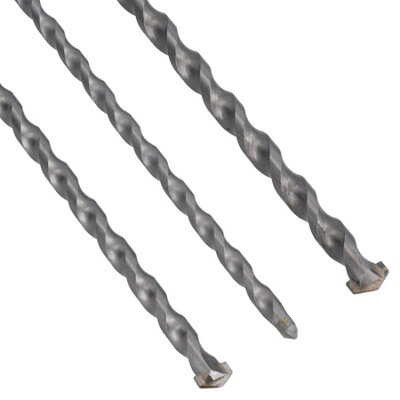 3pc Long Masonry Drills For Bricks Blocks Concrete Carbide Tips 400mm 8 12mm