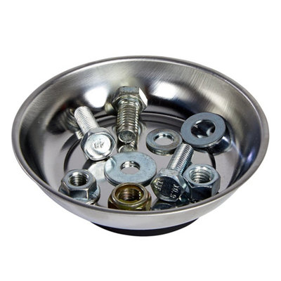 3pc Magnetic Parts Trays Stainless Steel 115mm 4" Round Dish Nuts Bolts ...