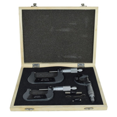 3pc Micrometer External Adjustable Metric Micrometer Carbide Anvils 0 ...