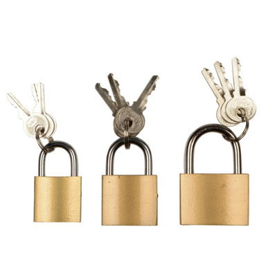 3PC Padlock Set with Keys for Lockers Gates Storage Security - Keyed ...