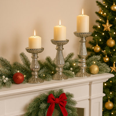 3pc Pillar Candle Staggered Holder Set