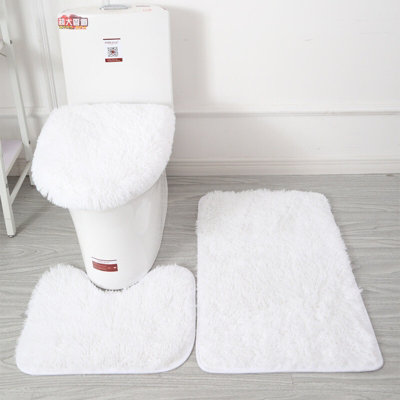 3PC Pure White U40x50cm+Loop45x50cm+50x80cm Ansorbent Bathroom Mat Set ...