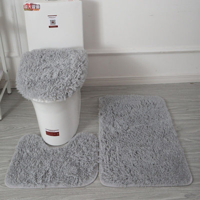 3PC Pure White U40x50cm+Loop45x50cm+50x80cm Ansorbent Bathroom Mat Set ...