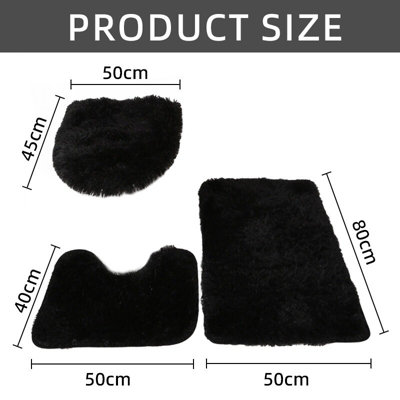 3PC Pure White U40x50cm+Loop45x50cm+50x80cm Ansorbent Bathroom Mat Set ...