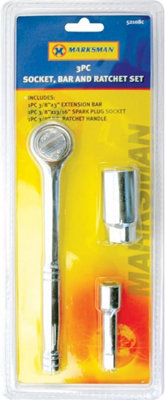 3Pc Socket Bar And Ratchet Set Tools Heavy Duty Extension Kit Bar Spark ...