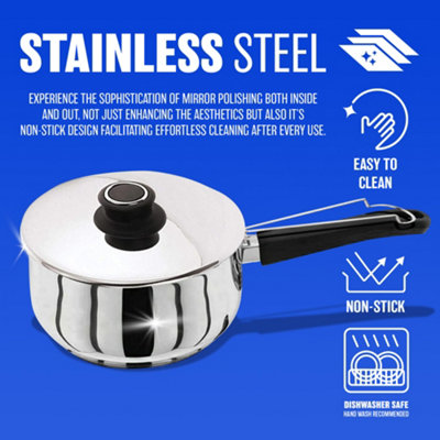 3pc Stainless Steel Chip Pan Fryer Pot With Lid & Basket 20cm ...