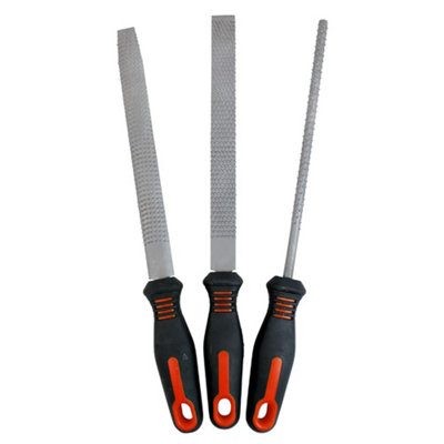 3pc Steel Wood Rasp File Set Flat Half Round Carpenters Tool 200mm ...