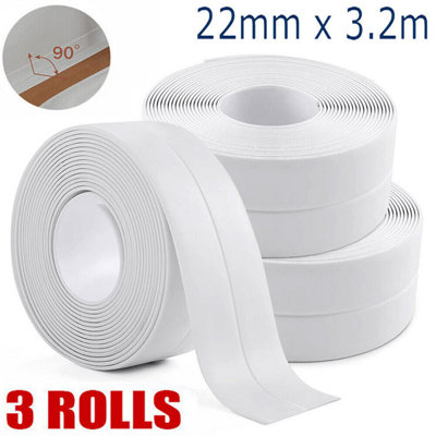 3PCS Bath Kitchen Caulk Tape Sealant Strip PVC Self Adhesive Toilet ...