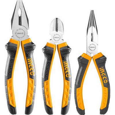 3Pcs Pliers Set - 8" Combination - 6" Long Nose Pliers - 6" Diagonal ...