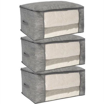 3Pcs Underbed Bedding Storage Bag Duvet Clothing Wardrobe Closet Box