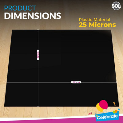 3pk Black Table Cloth Party 121 x 121cm, Disposable Black Plastic Table ...