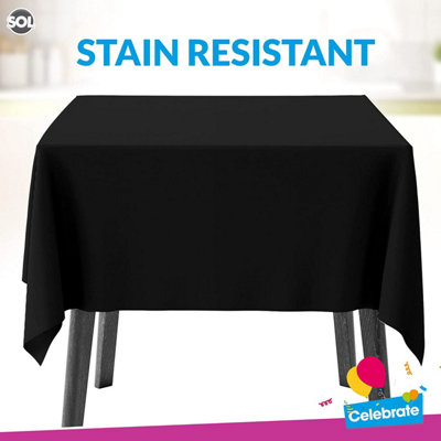 3pk Black Table Cloth Party 121 x 121cm, Disposable Black Plastic Table ...