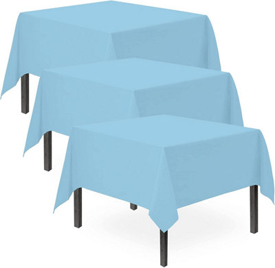 3pk Blue Table Cloths Party 121 x 121cm, Disposable Reusable Blue ...
