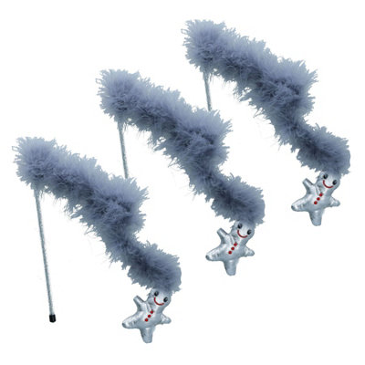 3PK Cat Kitten Christmas Gift Metallic Feather Teaser Interactive ...