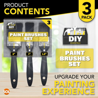 3pk Paint Brush Set with 1 Inch, 1.5 Inch, 2 Inch Paintbrushes, Gloss ...