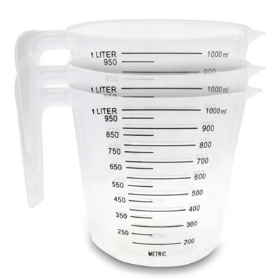 3pk Plastic Measuring Jugs 1 Litre, Plastic Measuring Jug for Kitchen ...
