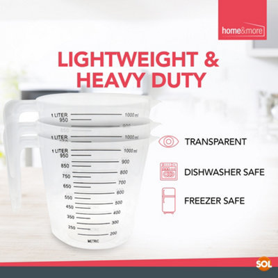 3pk Plastic Measuring Jugs 1 Litre, Plastic Measuring Jug for Kitchen ...