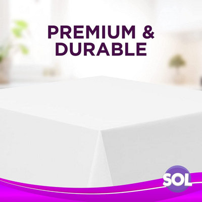 3pk White Table Cloth Party 121 x 121cm, Disposable White Plastic Table ...