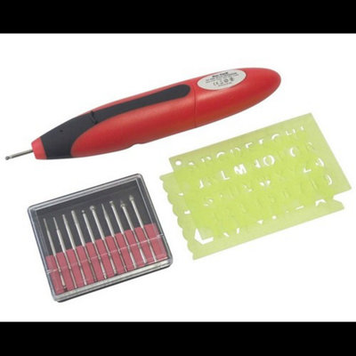 3V Pen Engraver Kit Wood Metal Plastic Leather + Accessories Glass Diy ...