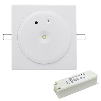 3w Recessed LED Emergency Ceiling Light Square Ultraslim Panel ...