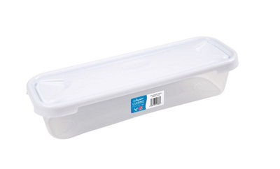 3x 1.2L Bacon Storage Box Slim Food Tub Clear White Lid Storage ...