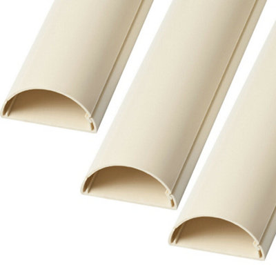 3x 1m (3m) 50mm x 25mm Magnolia Scart / Data Cable Trunking Conduit ...