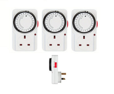 3x 24 Hour UK Timer Plug Programmable 3 Pin Plug In Timer Max 3200W 15 ...