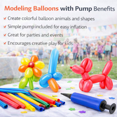 3x 30 Pack Modelling Balloons Kit with Pump Twist Balloons for Animals ...