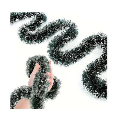 3x 3M Snow Tipped Green Christmas Tinsel Garland Tree