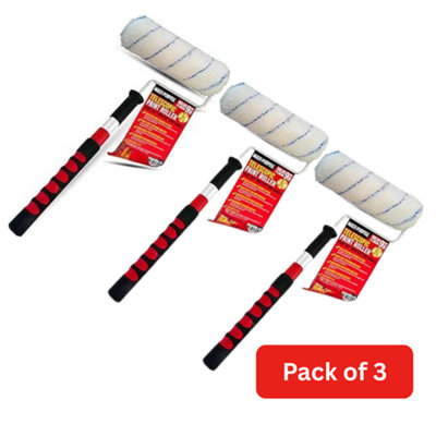 3x 9 Inch Heavy Duty Telescopic Paint Roller with Soft Grip Handle ...