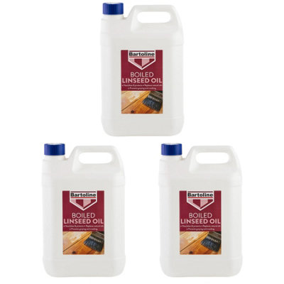 3x Bartoline Boiled Linseed Oil Refined Wood Garden Furniture Treatment 5L