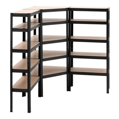 3x Black Industrial Heavy Duty Steel 5 Tier Shed Shelving Storage ...