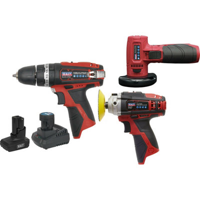 3x Cordless Power Tool Bundle & 2x Batteries Hammer Drill Polisher ...