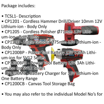 3x Cordless Power Tool Bundle & 2x Batteries Hammer Drill Polisher ...