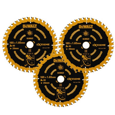 3x Dewalt DT10301 Circular Saw Blade 165 x 20mm x40 Tooth Extreme ...