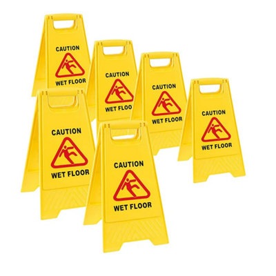 3x Double sided Bright Yellow Plastic Wet Floor Cleaning In Progress 'A ...