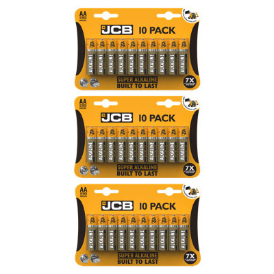 3x JCB AA Super Alkaline Batteries - Pack of 10