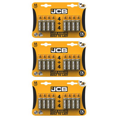 3x JCB AA Super Alkaline Batteries - Pack of 4+4