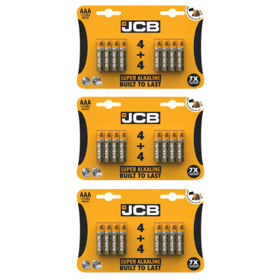 3x JCB AAA Super Alkaline Batteries - Pack of 4+4