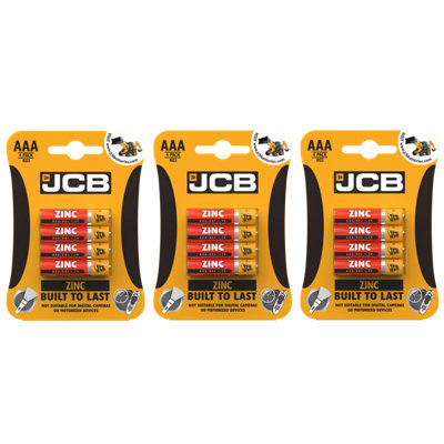3x JCB AAA Zinc Carbon Batteries - Pack of 4