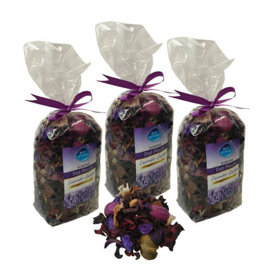 3x Lavender Pot Pourri Scented Home Botanicals Fresh Floral Scent 180g Bag