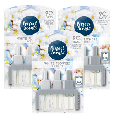 3x Plug In REFILL For Febreze 3Volution White Flowers Perfect Scents