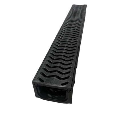 3x Polydrain Shallow Drainage Channel A15 Black Plastic 1m Length
