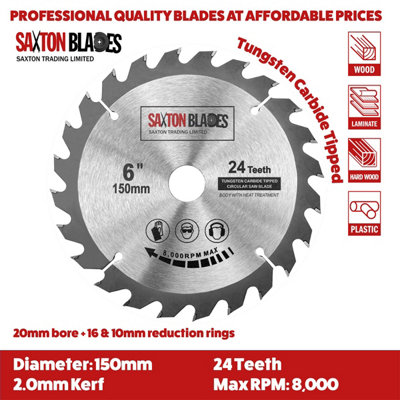 3x Saxton TCT Circular Saw Blades 150mm x 20mm bore 24, 48 & 60 teeth ...