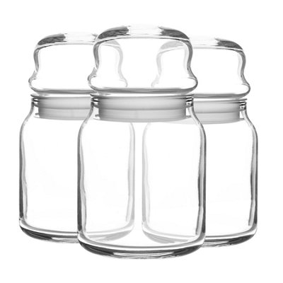 3x White 290ml Sera Glass Food Storage Jars - Large Tea Coffee Spice ...